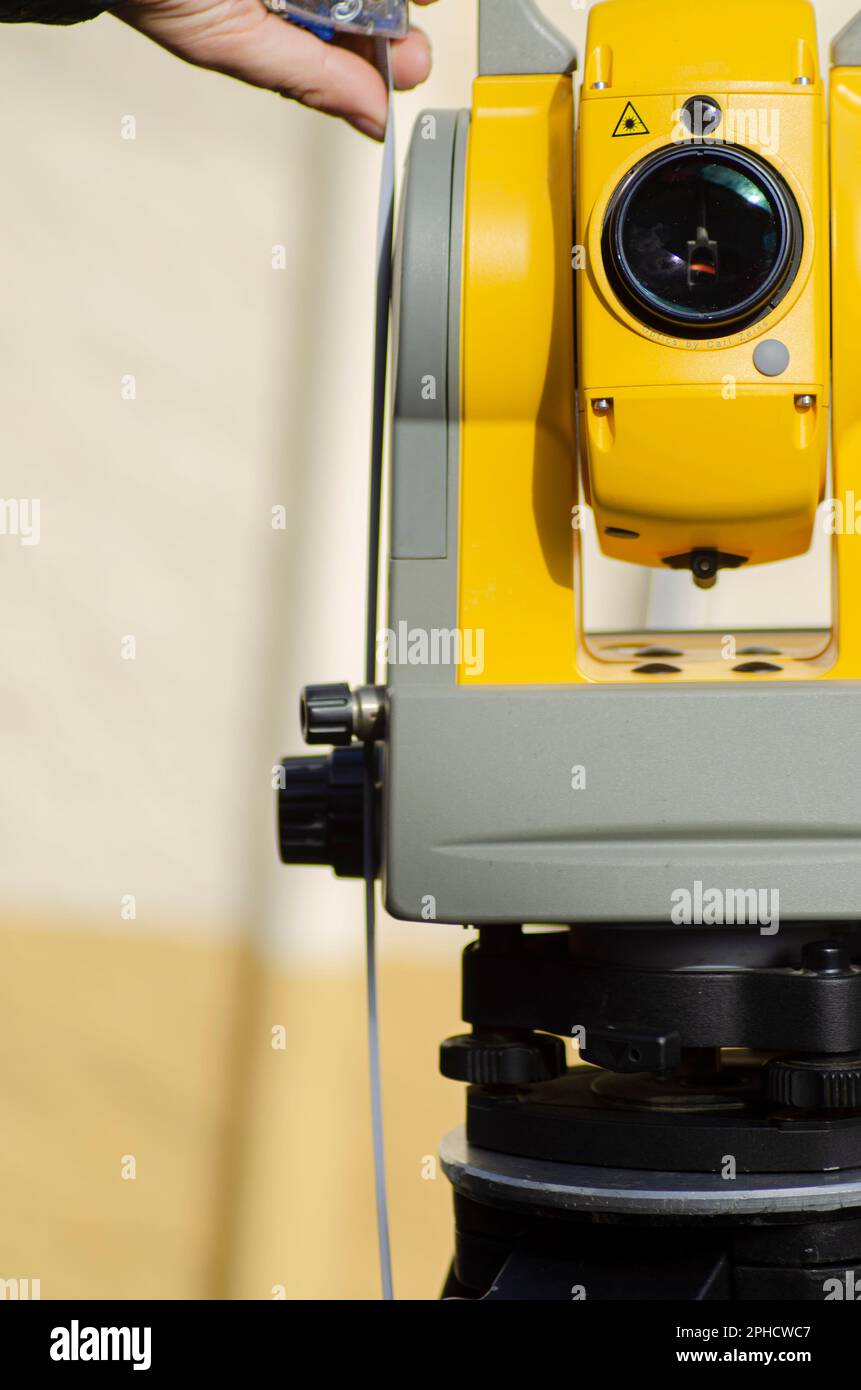 surveyor engineering equipment with theodolite and total station Stock ...