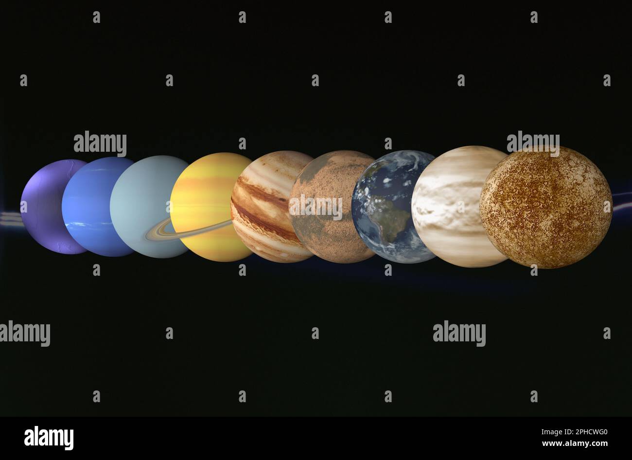 Schematic representation of the planets of our solar system Stock Photo ...