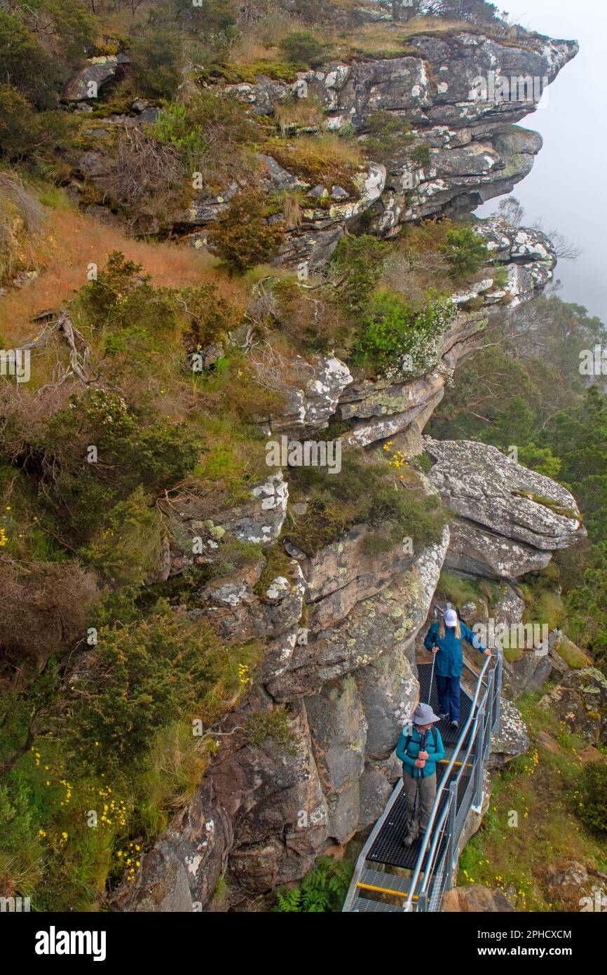 Hikers on the trail to Mt Sturgeon, Grampians (Gariwerd) National Park ...