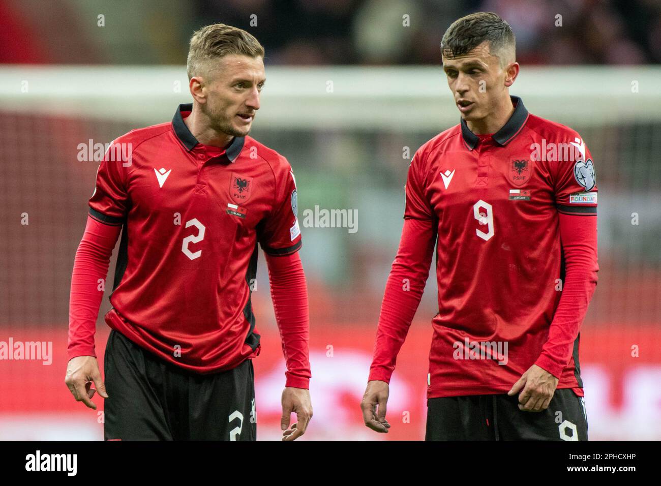 Warsaw, Poland. 27th Mar, 2023. Ivan Balliu of Albania and Jasir Asani ...
