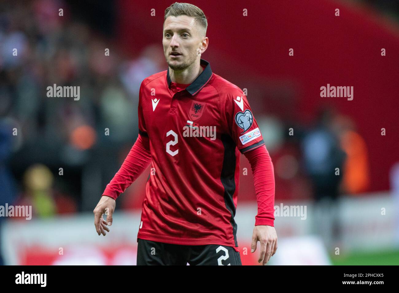 Warsaw, Poland. 27th Mar, 2023. Ivan Balliu of Albania during the UEFA ...