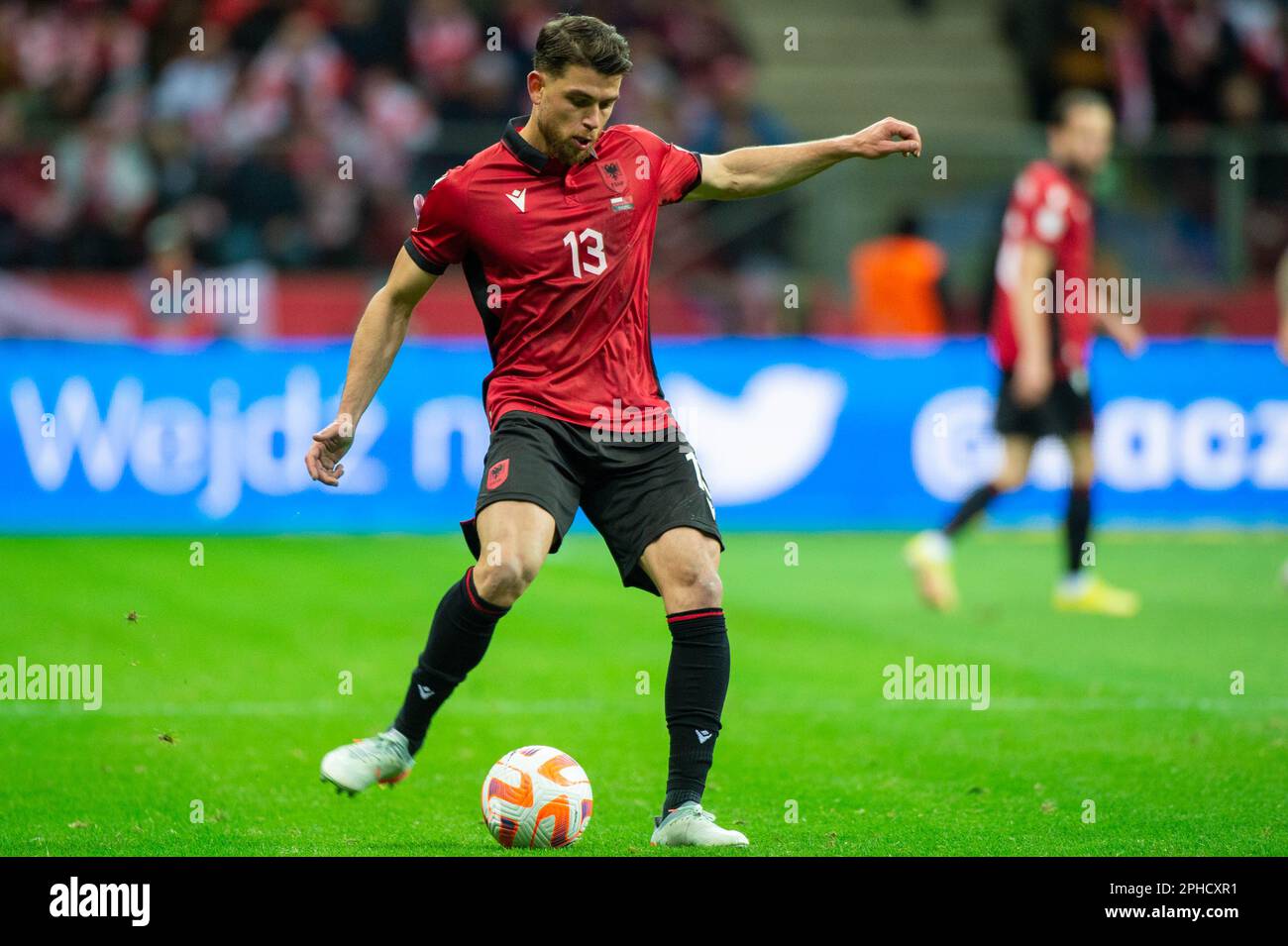 Warsaw, Poland. 27th Mar, 2023. Enea Mihaj of Albania during the UEFA ...