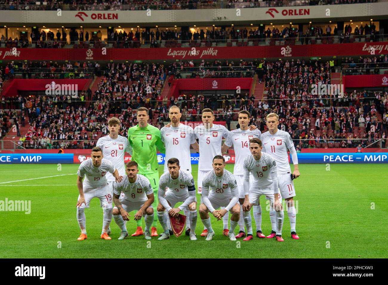 Warsaw, Poland. 27th Mar, 2023. The Polish National football team poses ...