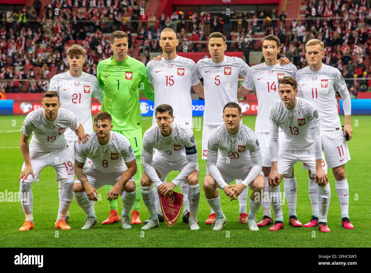 Warsaw, Poland. 27th Mar, 2023. The Polish National football team poses ...