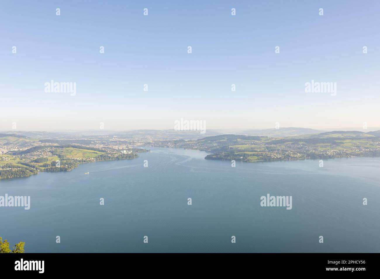Aerial View over City of Lucerne and Lake Lucerne and Mountain in ...