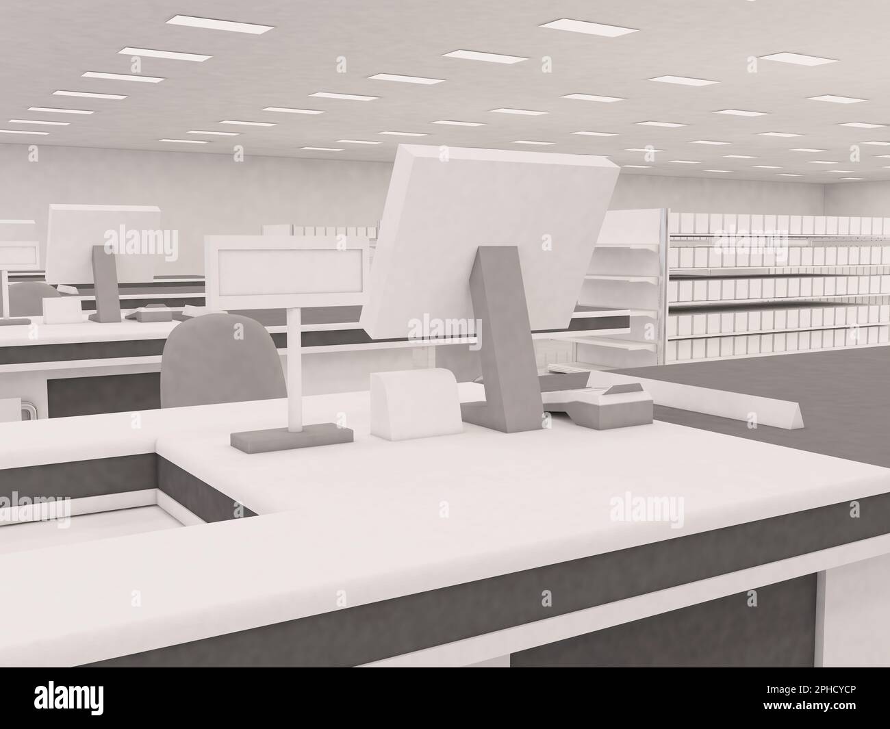 Grocery store Supermarket cashier checkout counter with card payment ...