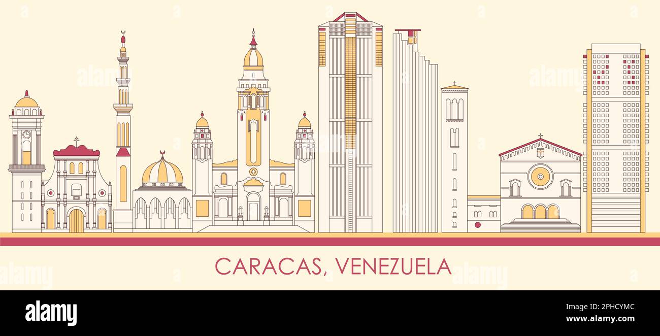 Cartoon Skyline panorama of city of Caracas, Venezuela - vector ...