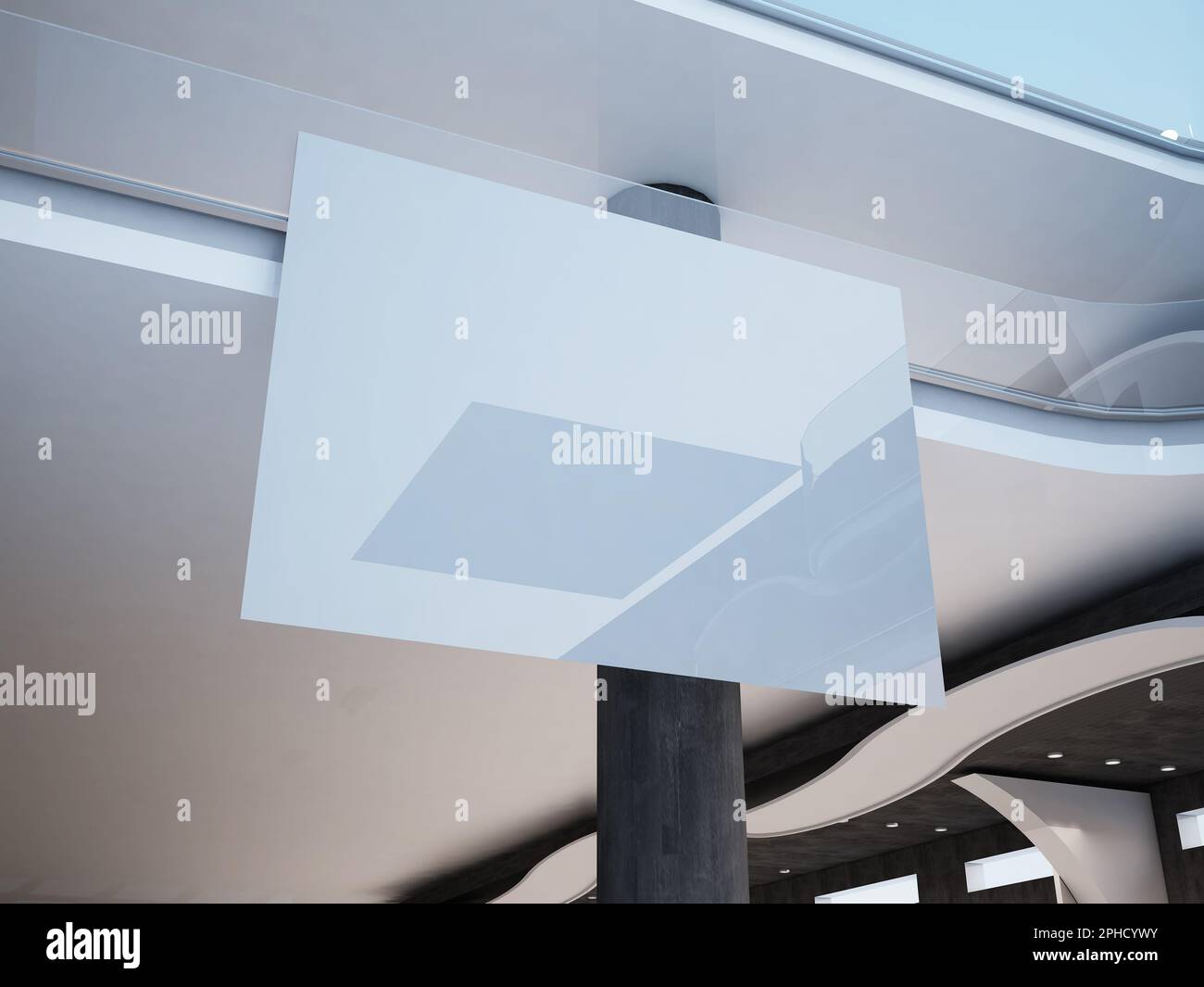 Hanging empty poster 3d image rendering illustration Stock Photo - Alamy