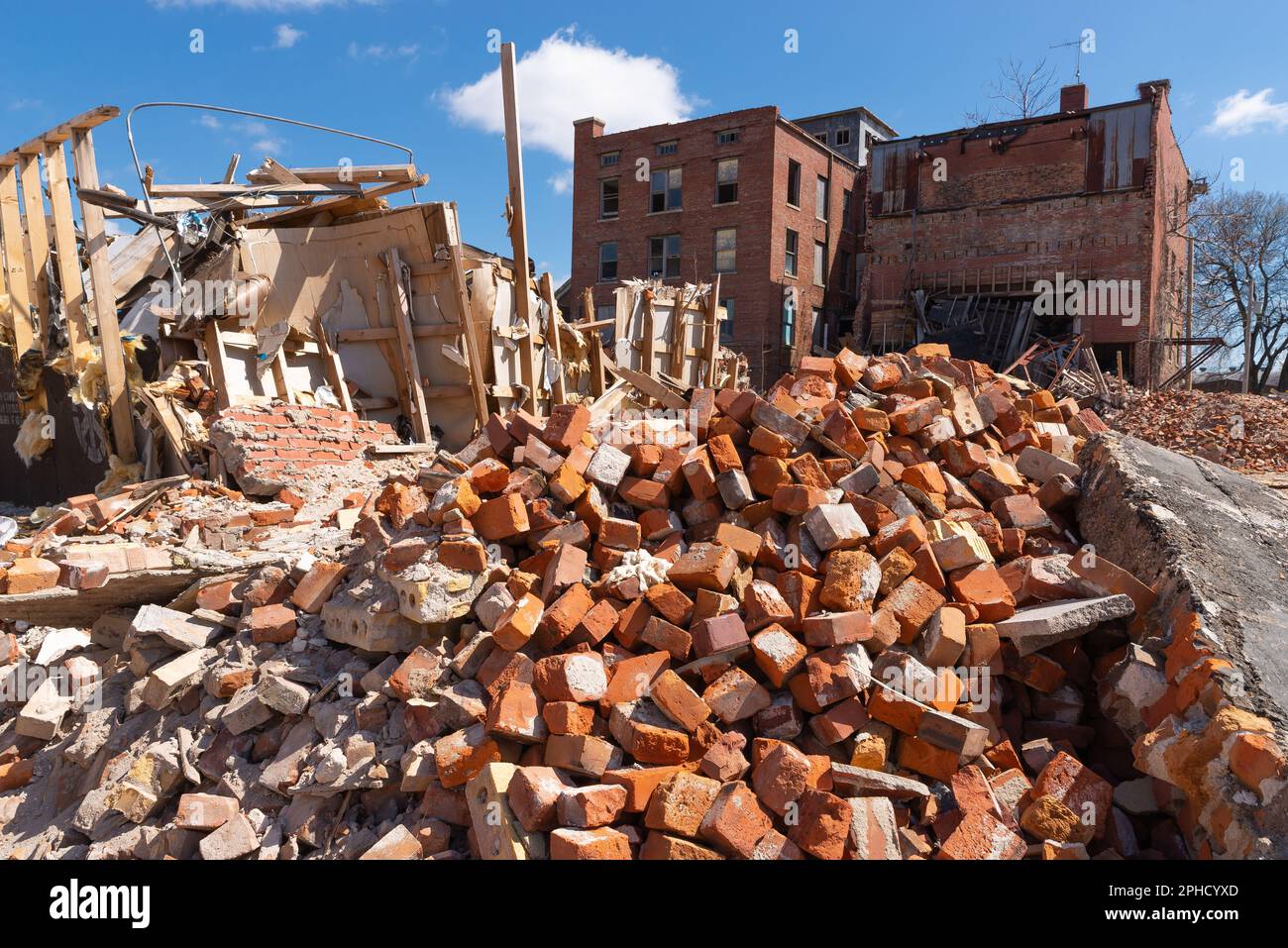 Torn down brick building in downtown Cairo, Illinois, USA Stock Photo ...