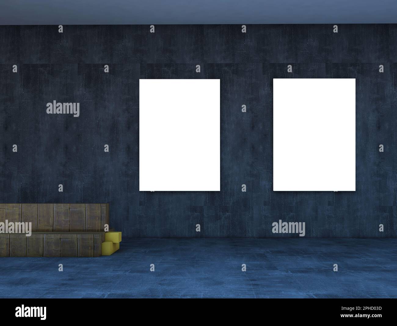 Gallery poster on wall 3d rendering Illustration Stock Photo - Alamy