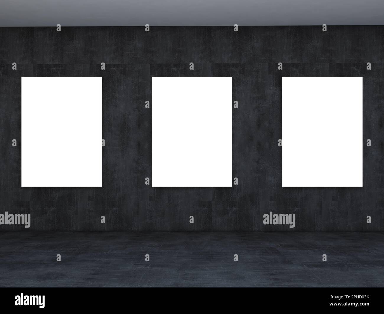 Gallery poster on wall 3d rendering Illustration Stock Photo - Alamy