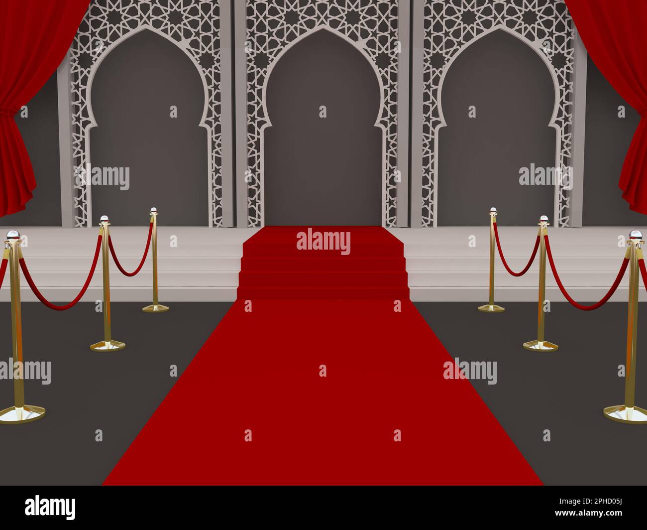 Red Event Carpet, Stairs, and Gold Barrier with red rope, seamless ...