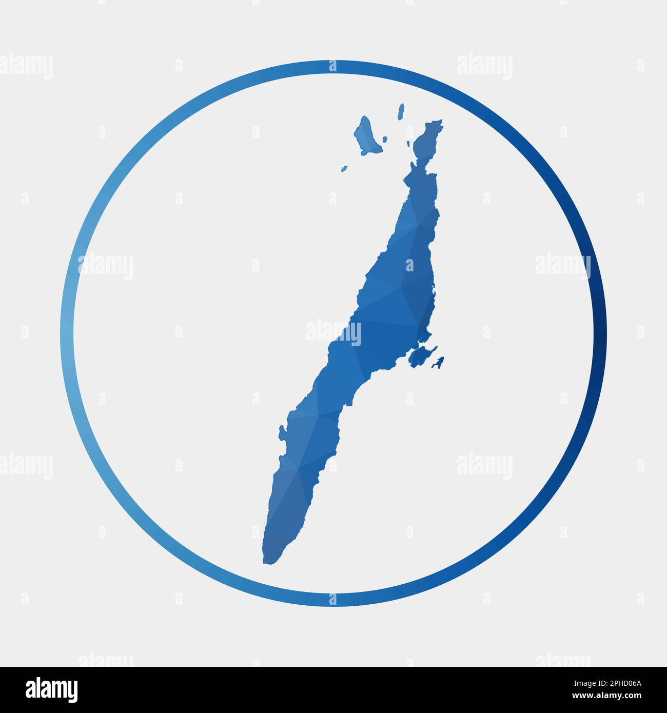 Cebu icon. Polygonal map of the island in gradient ring. Round low poly ...