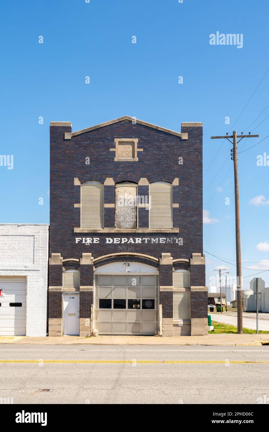 Fire station in the modern day ghost town of Cairo, Illinois, USA Stock ...