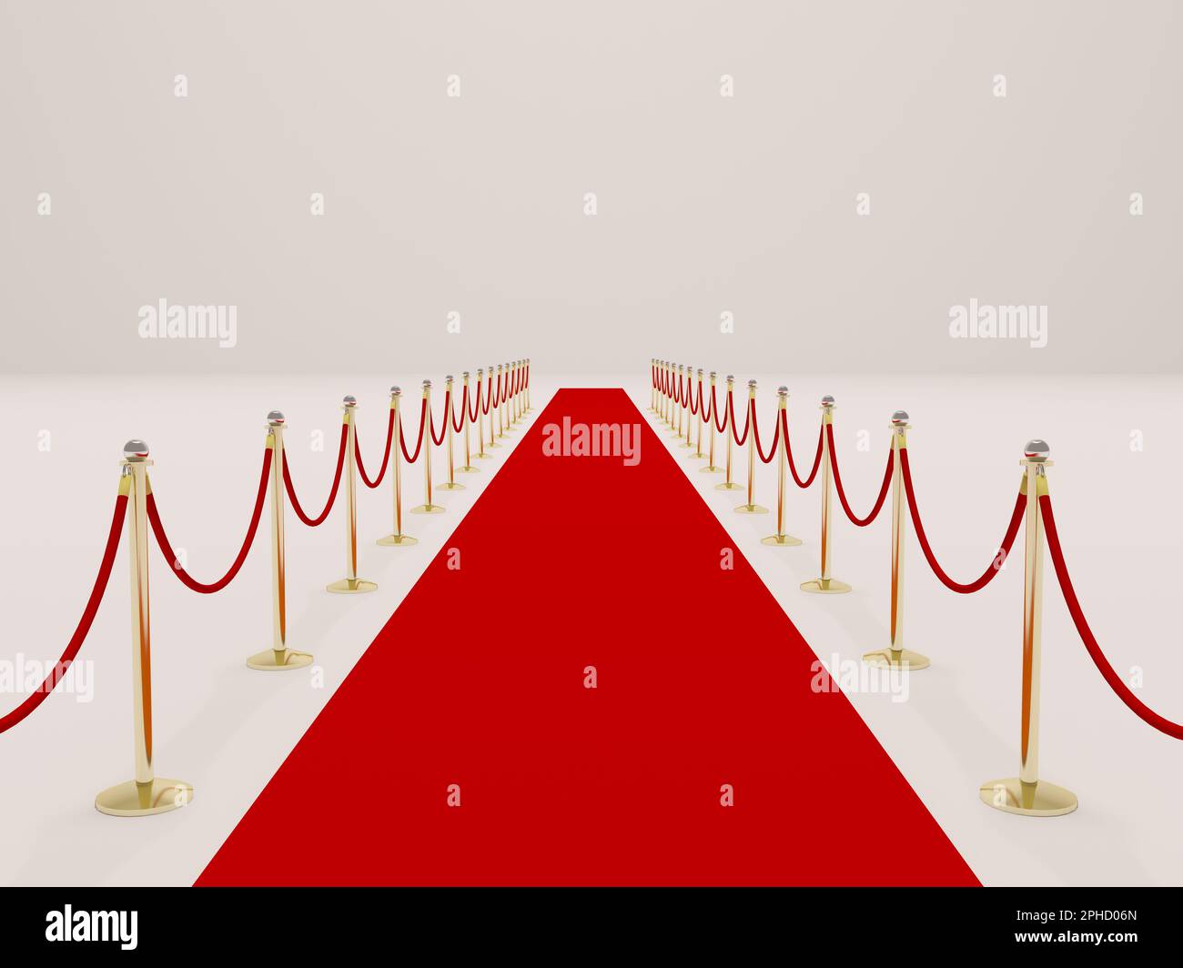 Red carpet between golden barriers with red rope for a special ...