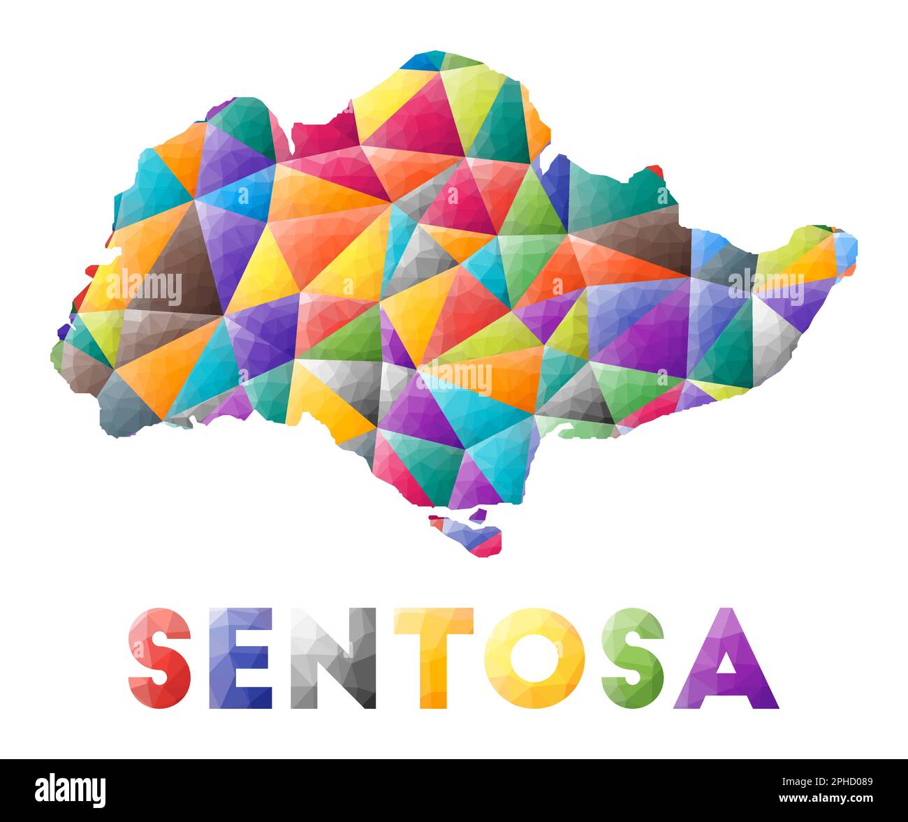 Sentosa - colorful low poly island shape. Multicolor geometric ...