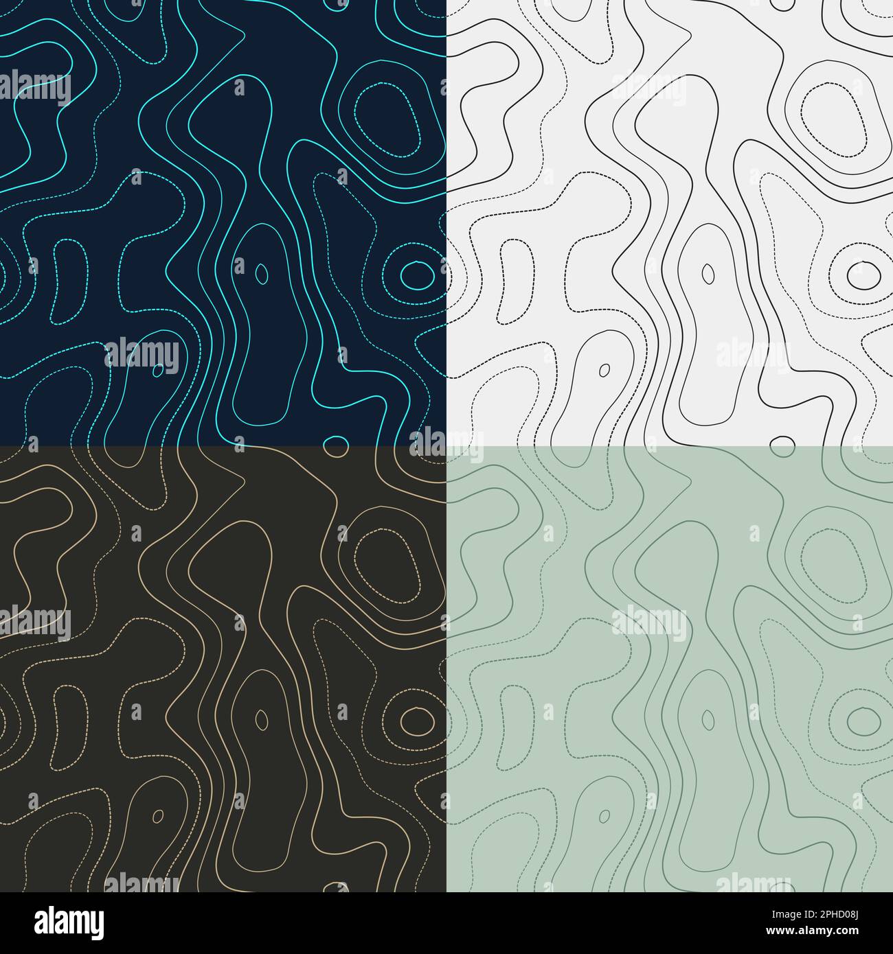Topography patterns. Seamless elevation map tiles. Beautiful isoline ...
