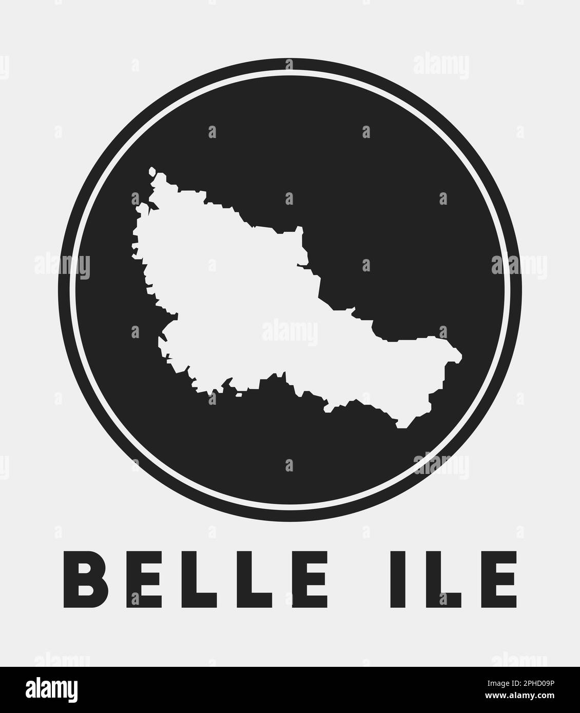 Belle Ile icon. Round logo with island map and title. Stylish Belle Ile ...