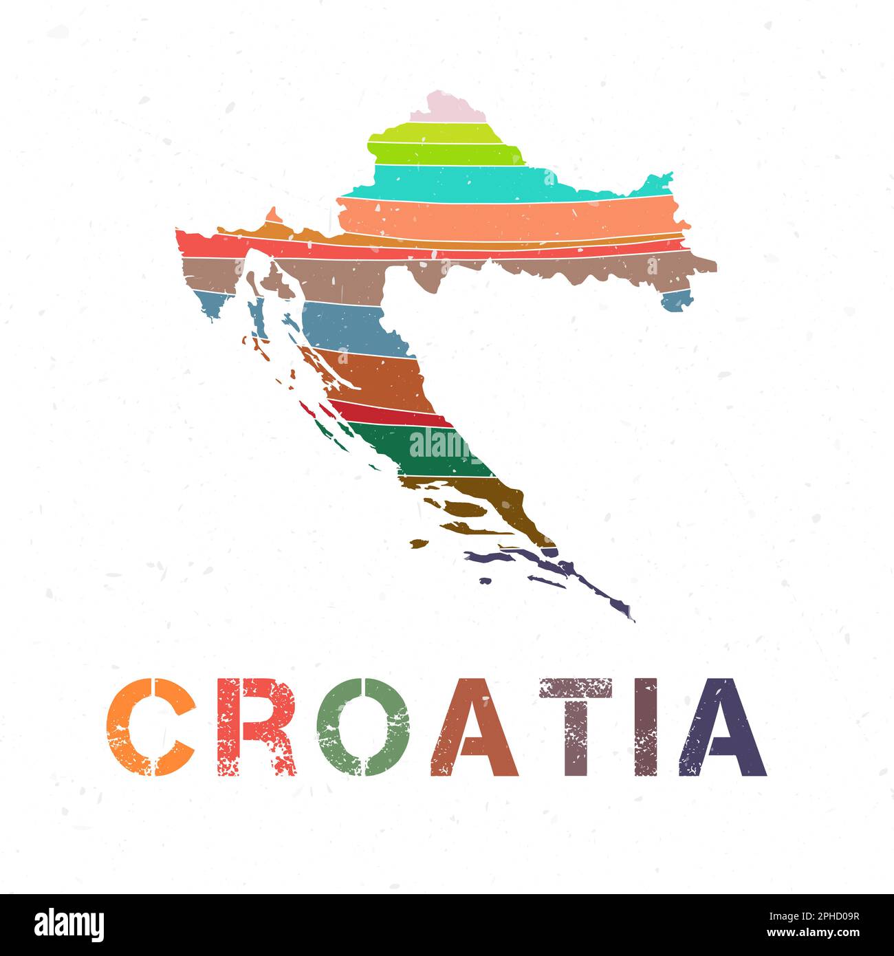 Croatia map design. Shape of the country with beautiful geometric waves ...