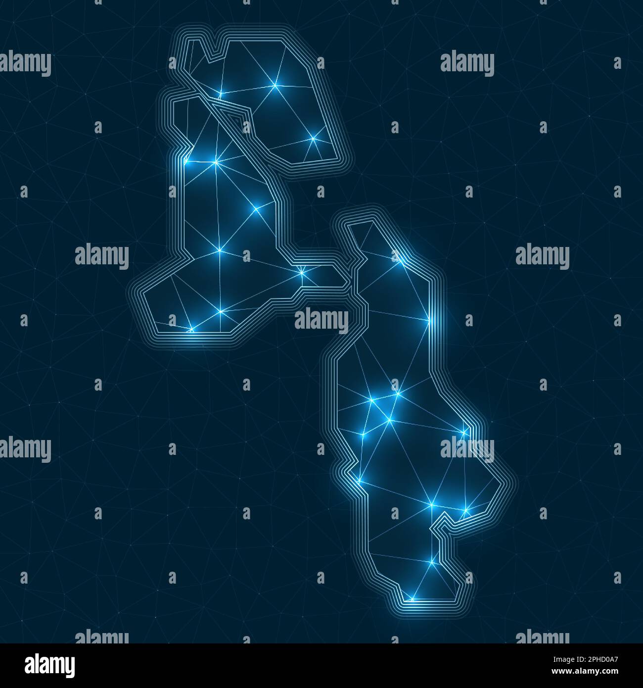 Pig Beach network map. Abstract geometric map of the island. Digital ...