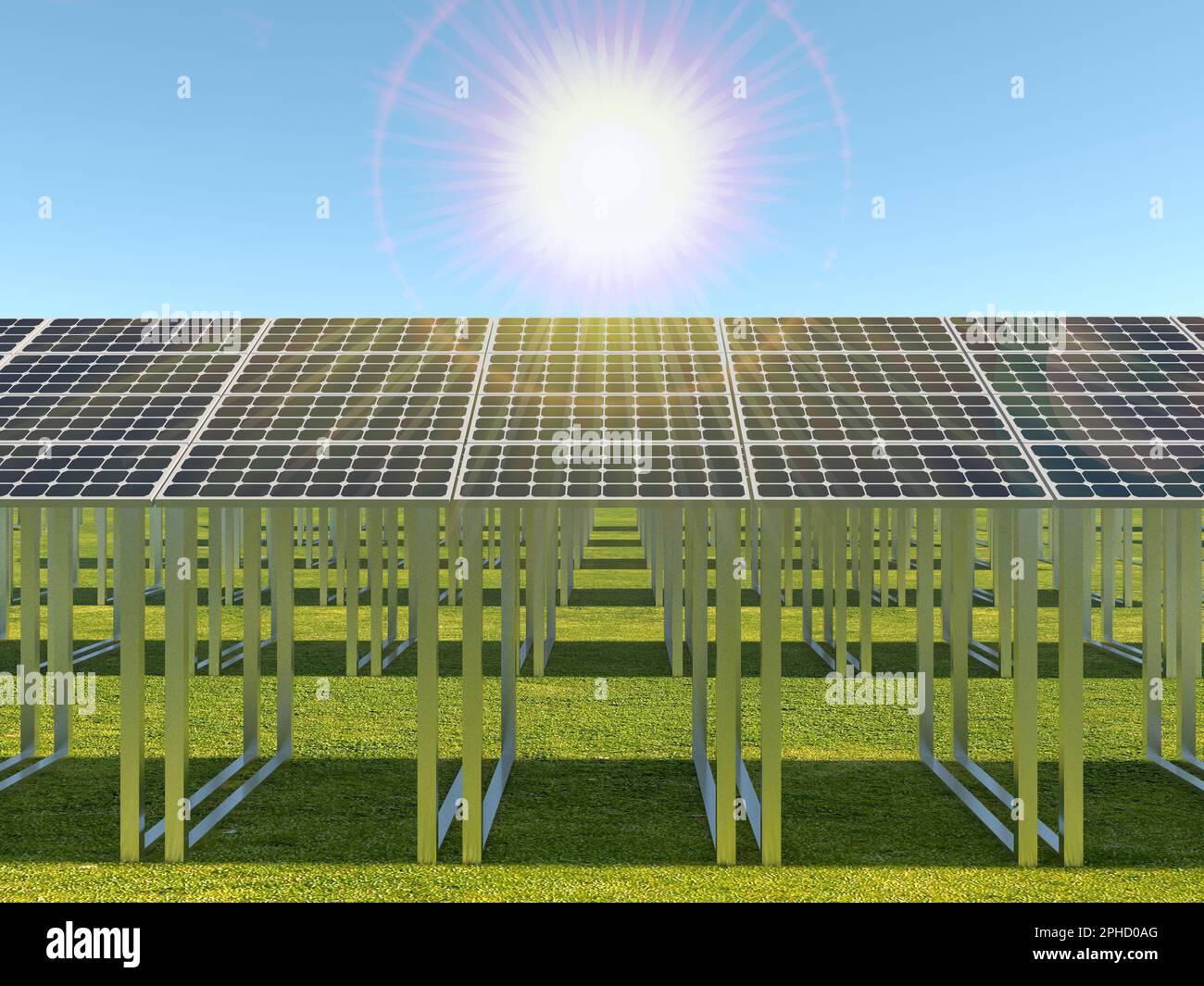 Solar panels on the sky background. Solar power plant. solar power ...