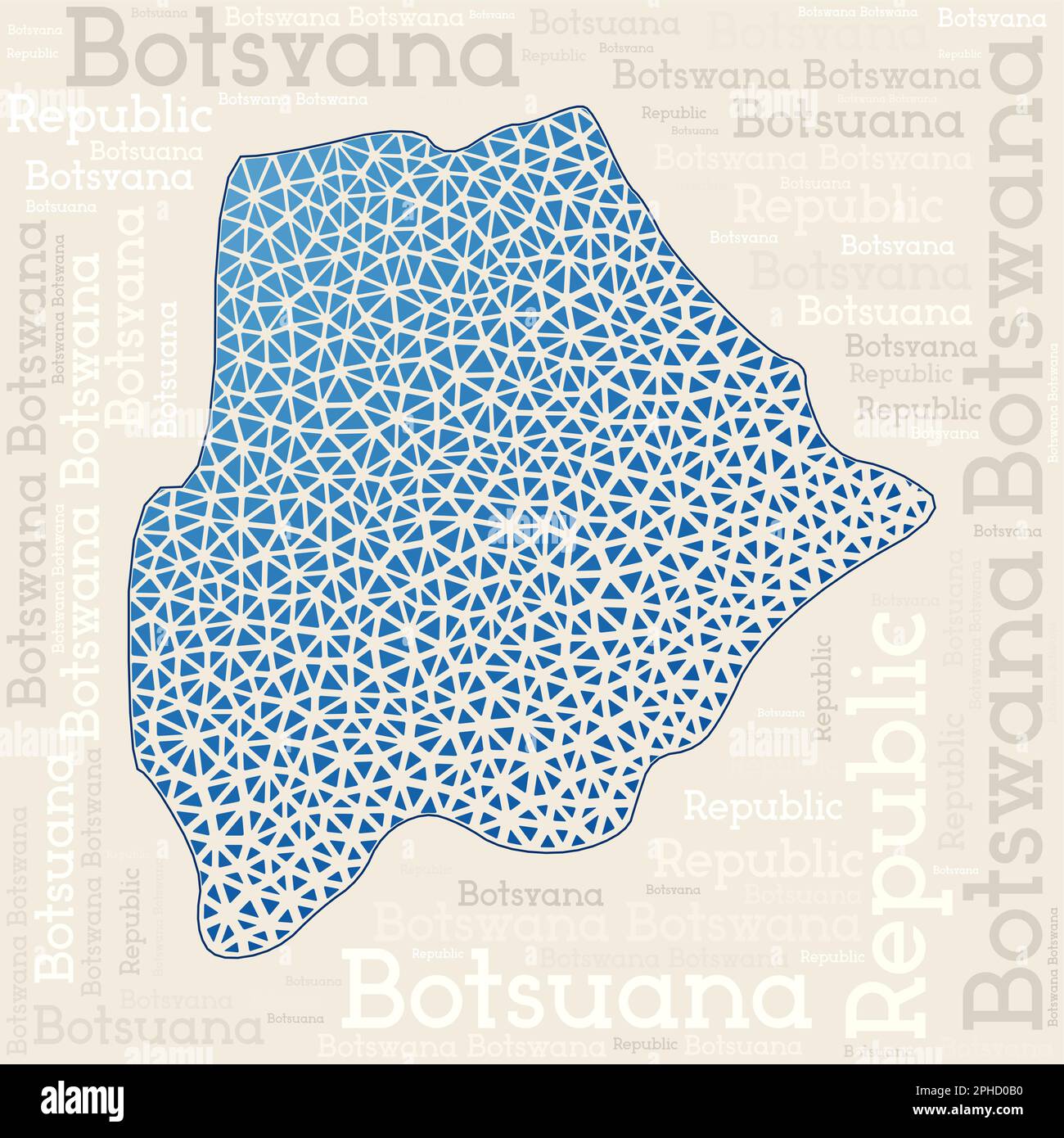 Botswana map design. Country names in different languages and map shape ...