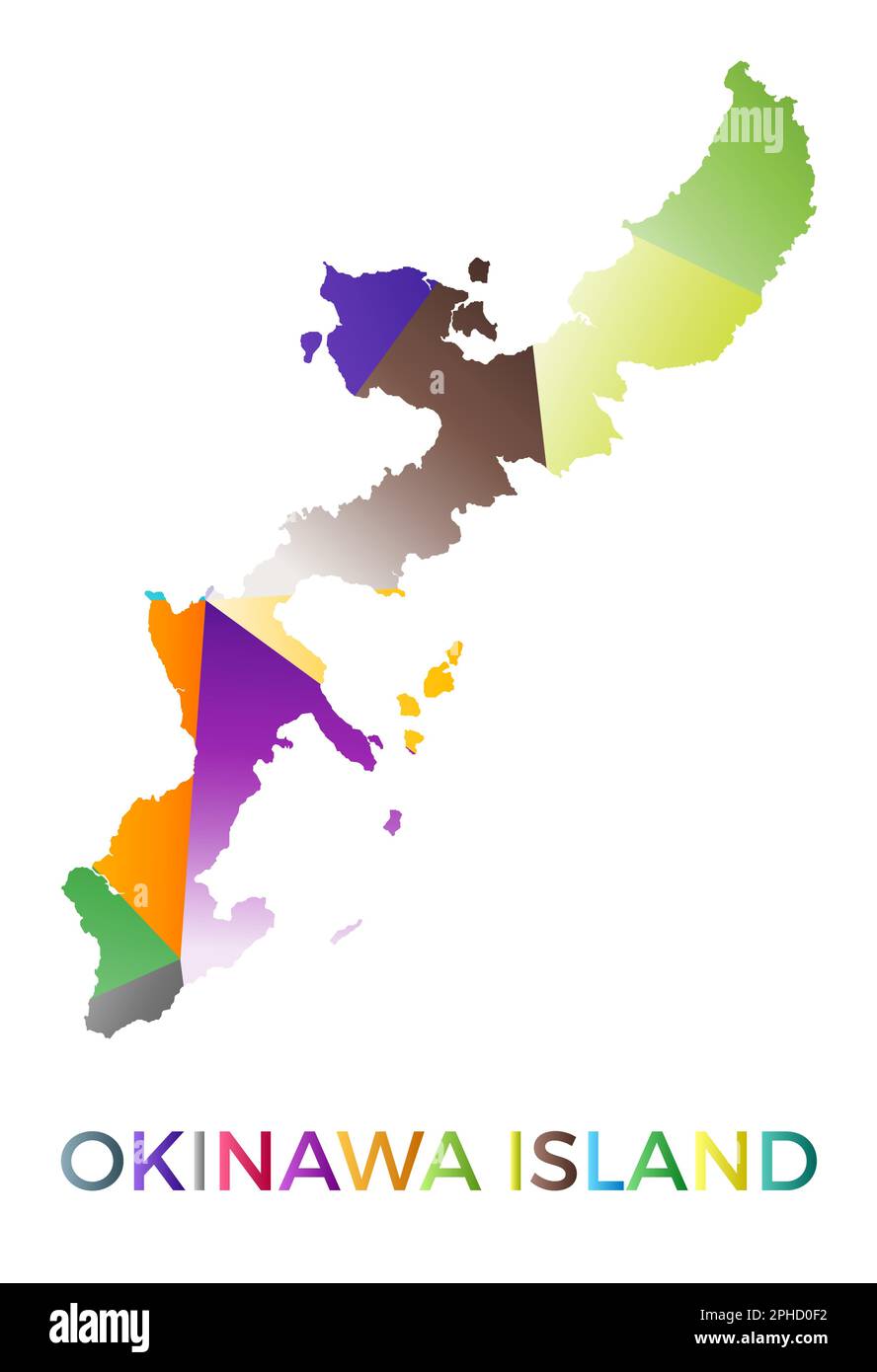 Bright colored Okinawa Island shape. Multicolor geometric style island ...