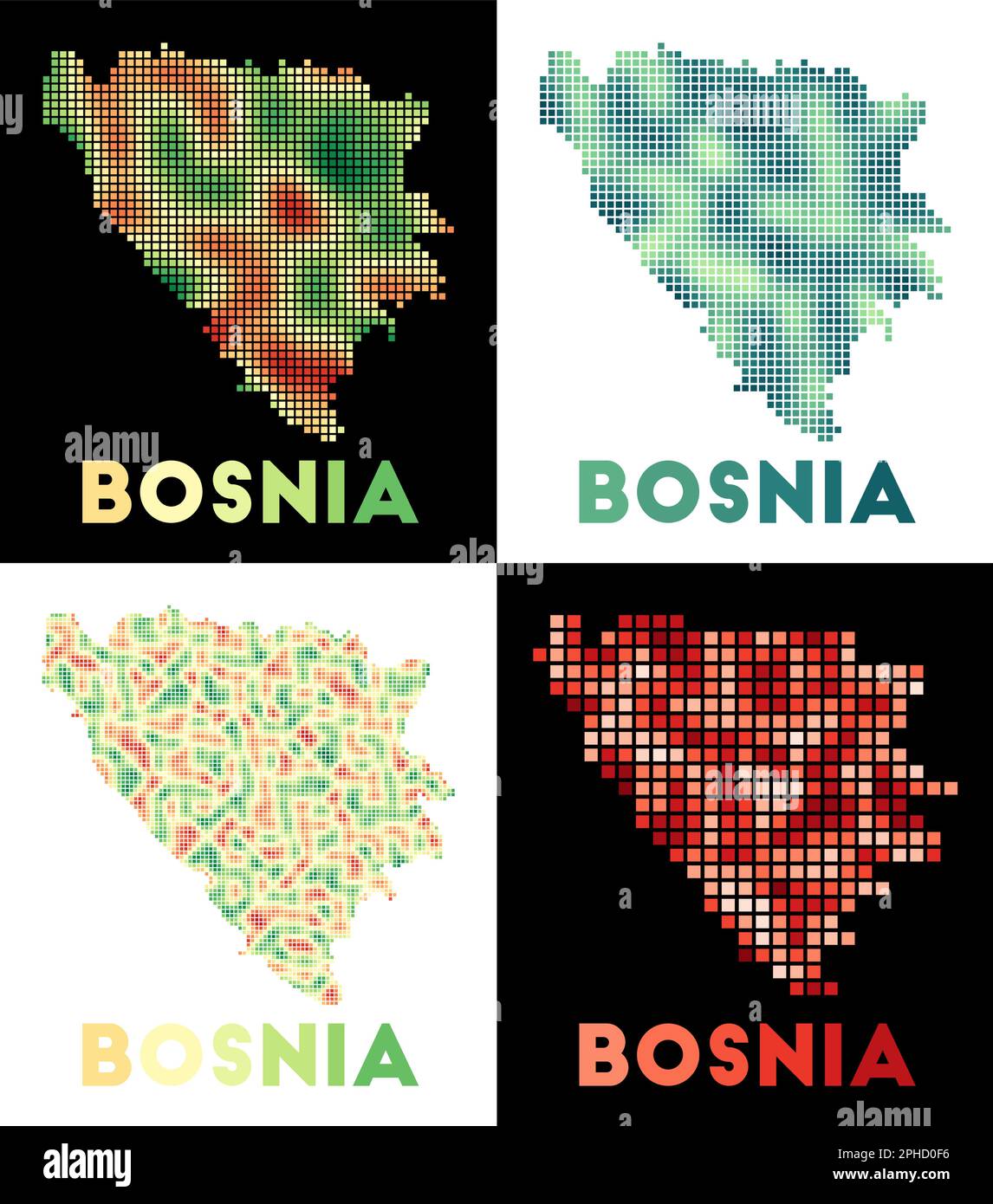 Bosnia map. Collection of maps of Bosnia in dotted style. Borders of ...