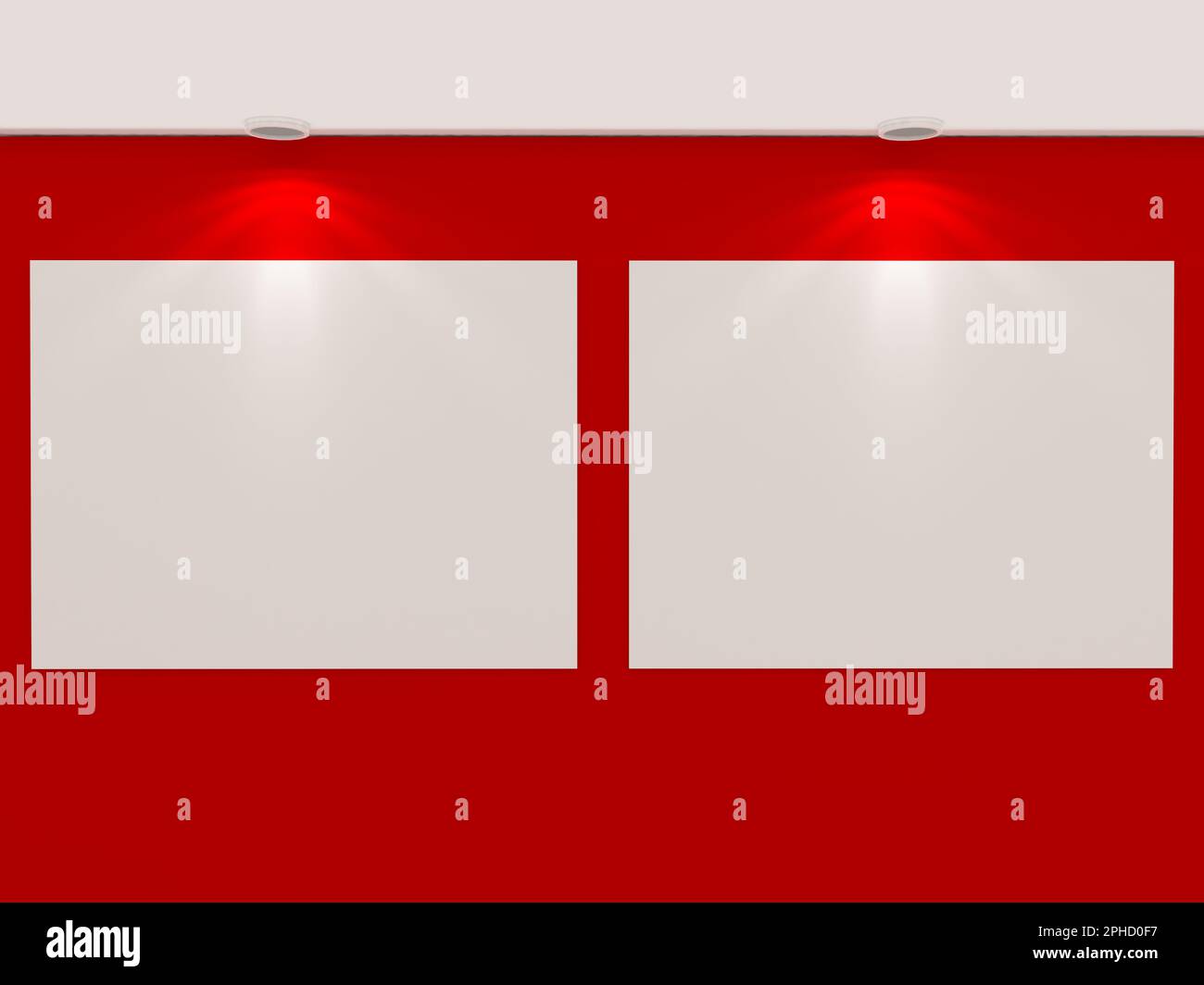 Illustration Of Museum Interior With two Frames and light projectors ...