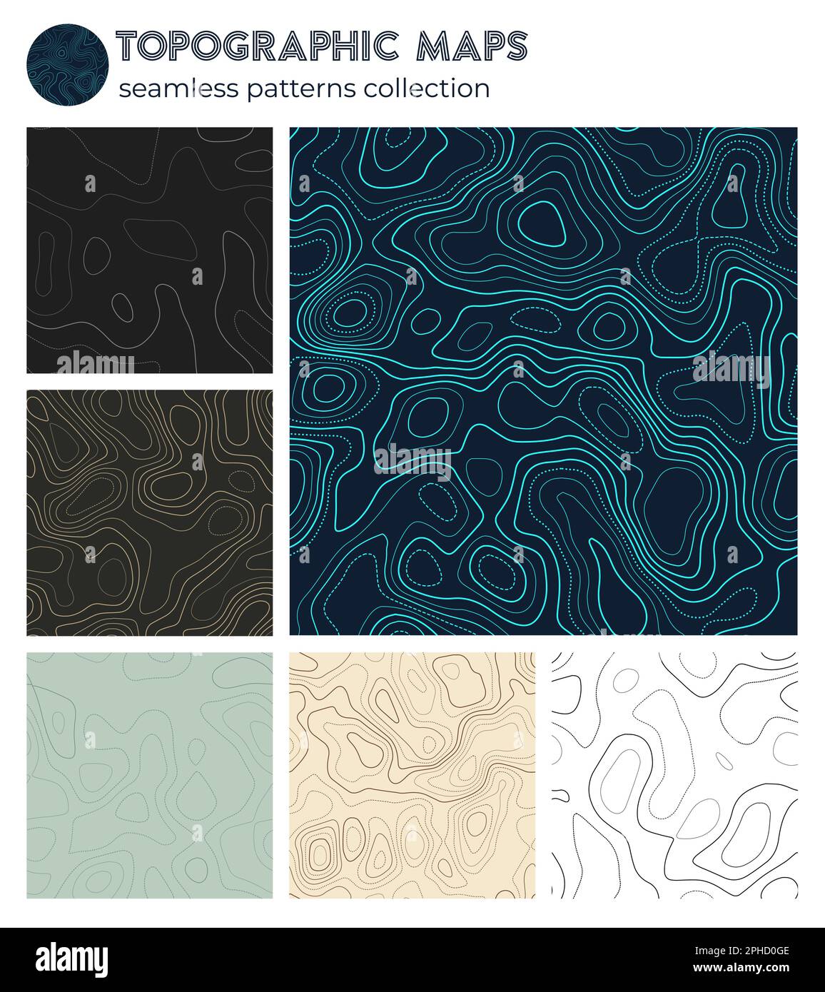 Topographic maps. Astonishing isoline patterns, seamless design. Superb ...