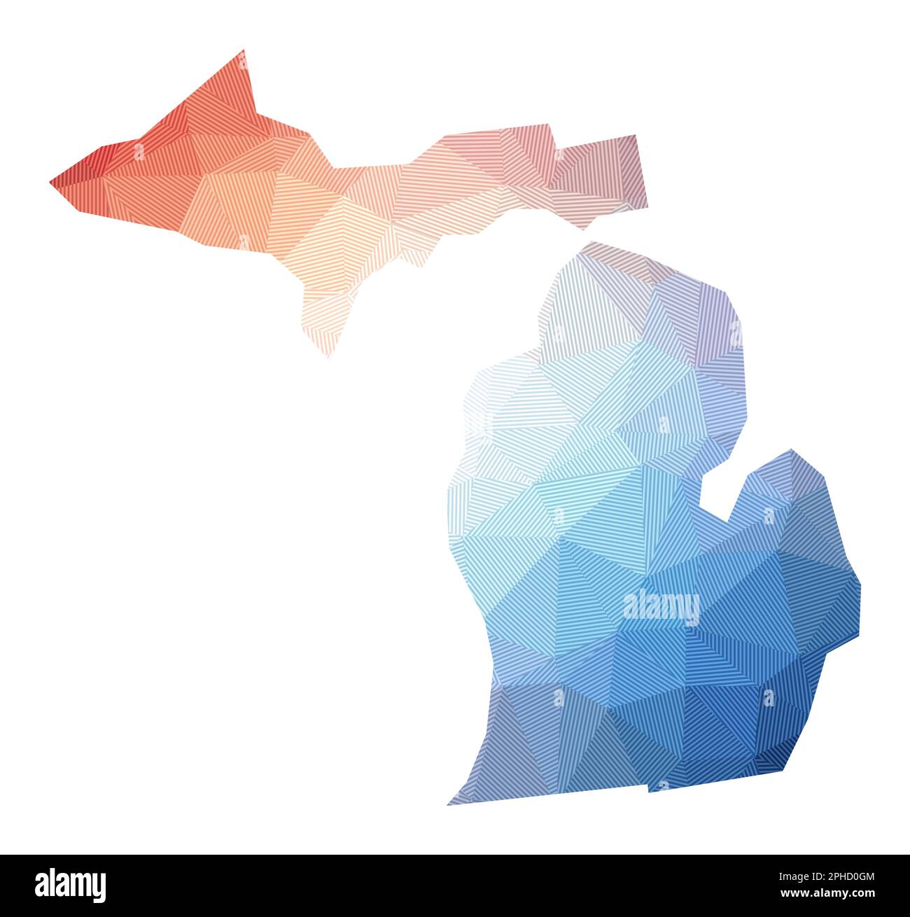 Map of Michigan. Low poly illustration of the US state. Geometric ...