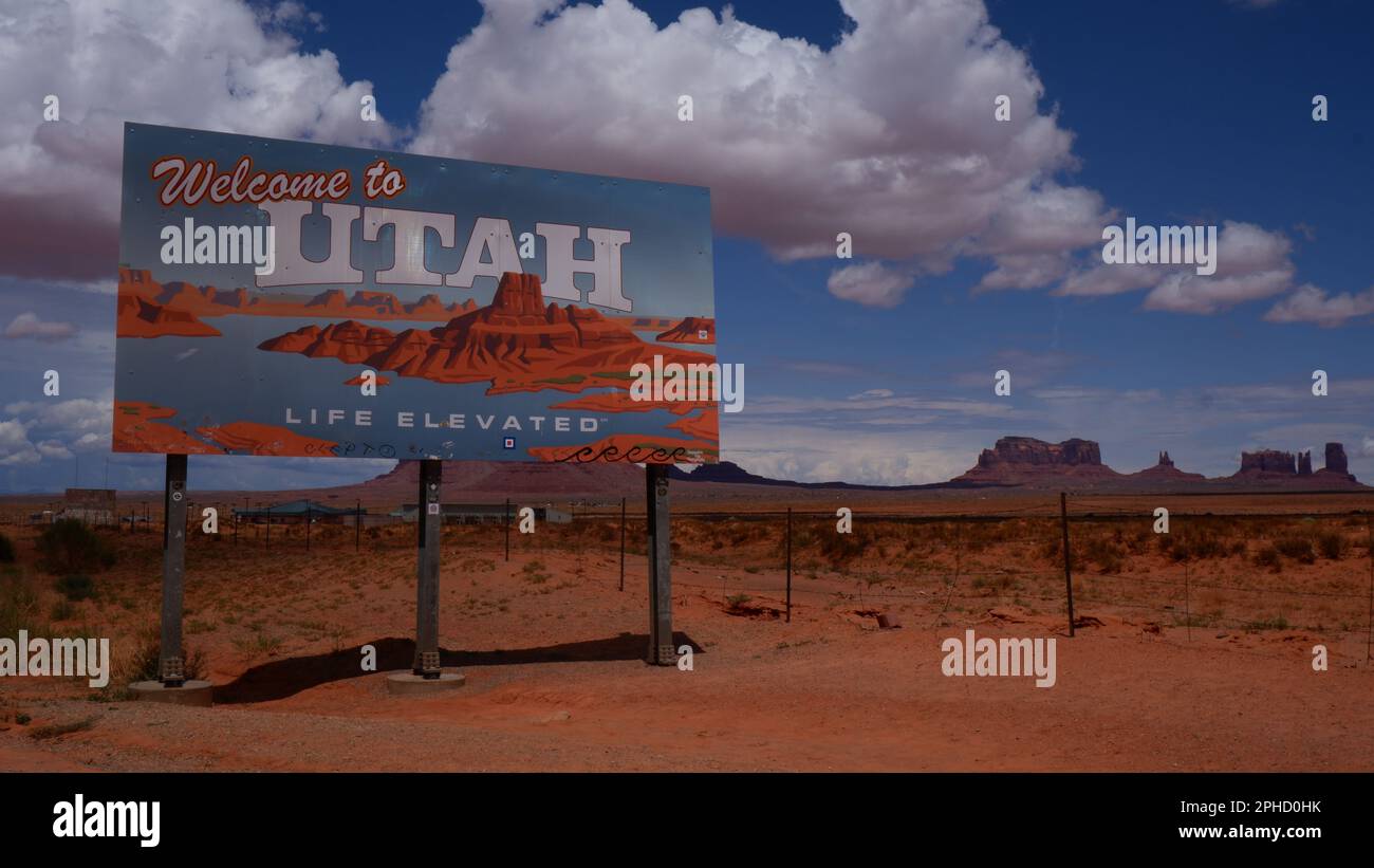 Welcome To Utah Sign - Life Elevated, Monument Valley Road Trip Stock ...