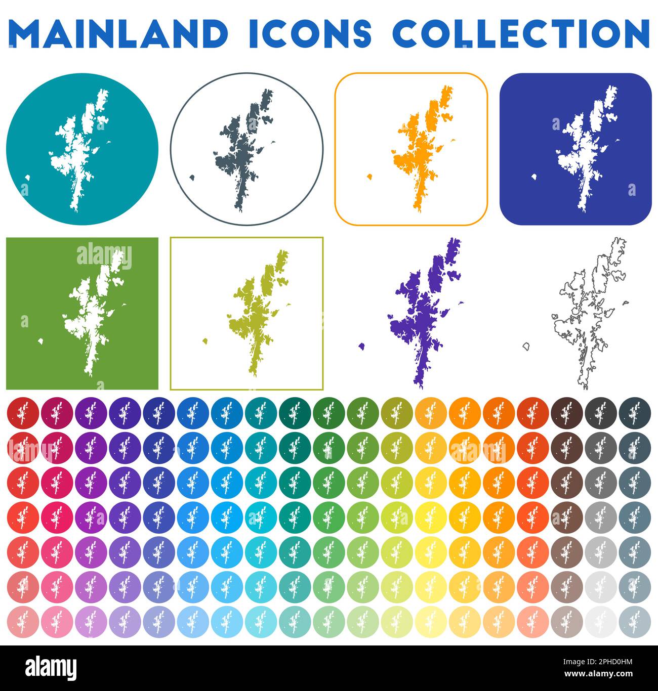 Mainland icons collection. Bright colorful trendy map icons. Modern ...