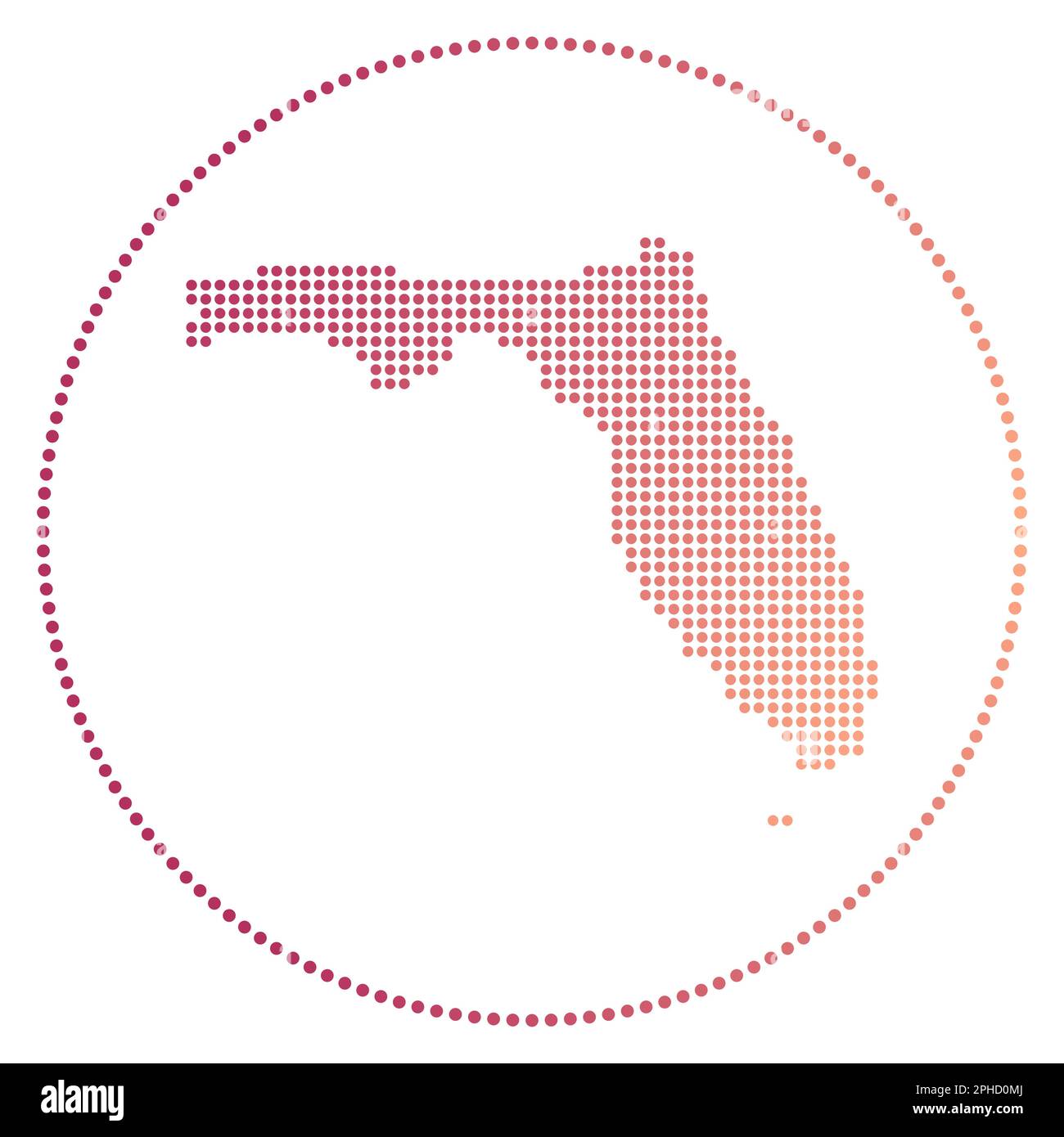 Florida digital badge. Dotted style map of Florida in circle. Tech icon ...
