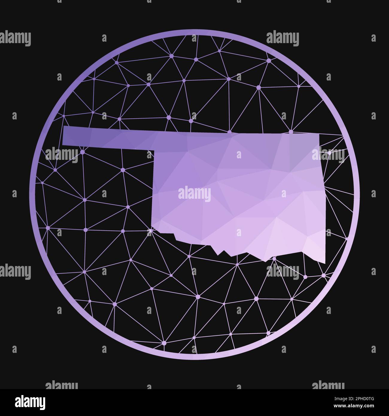 Oklahoma icon. Vector polygonal map of the US state. Oklahoma icon in ...
