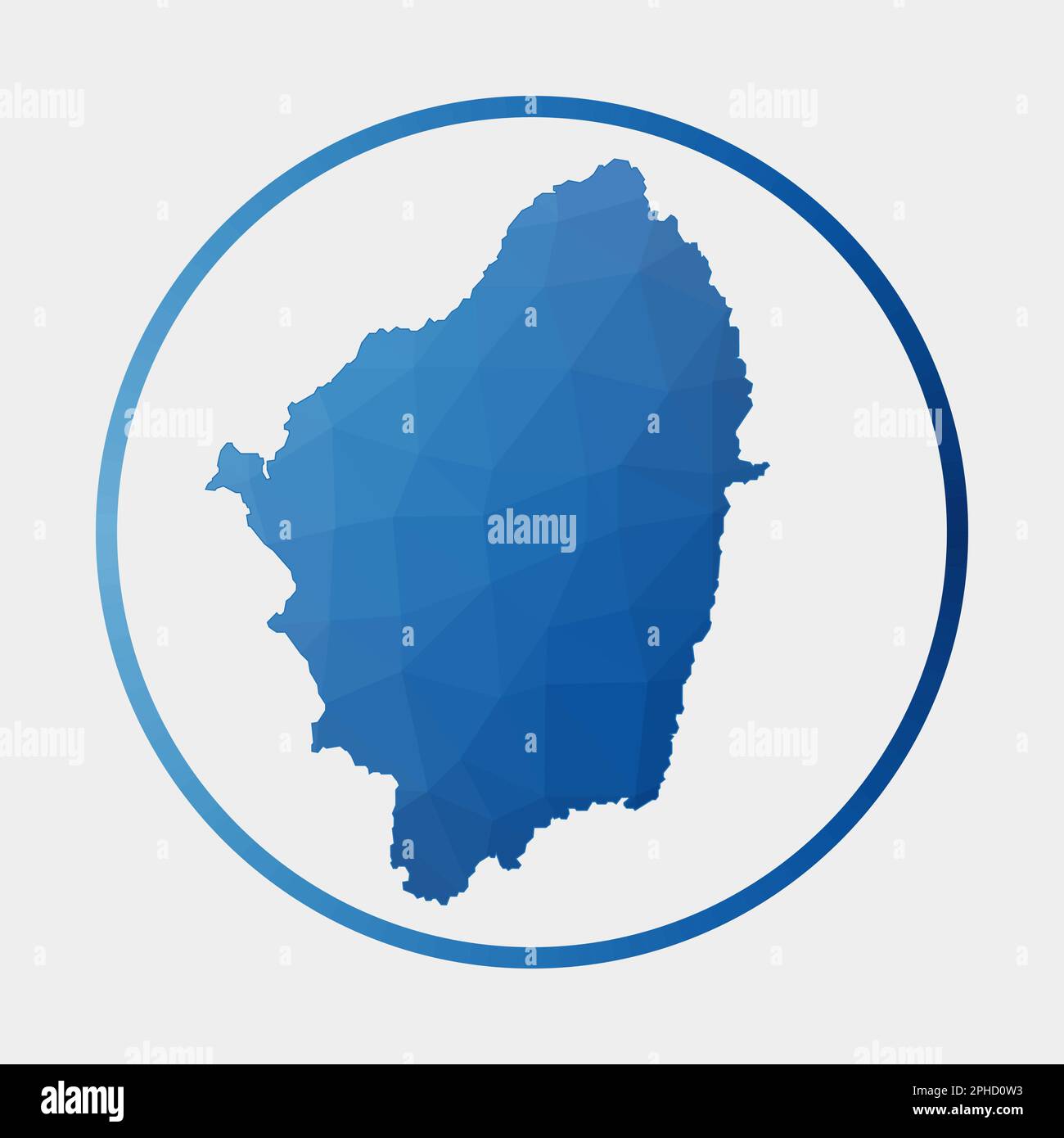 Naxos icon. Polygonal map of the island in gradient ring. Round low ...