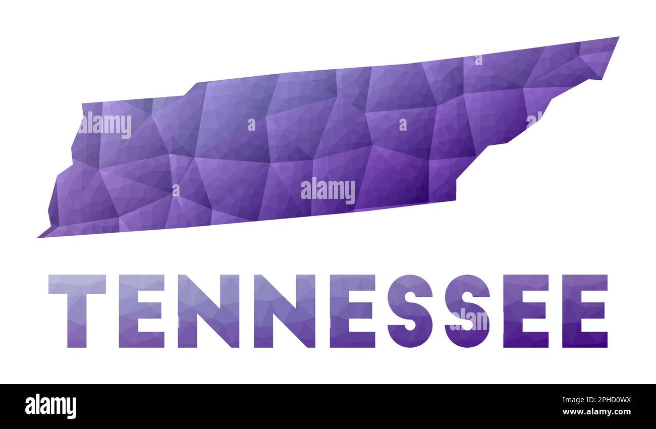 Map of Tennessee. Low poly illustration of the US state. Purple ...