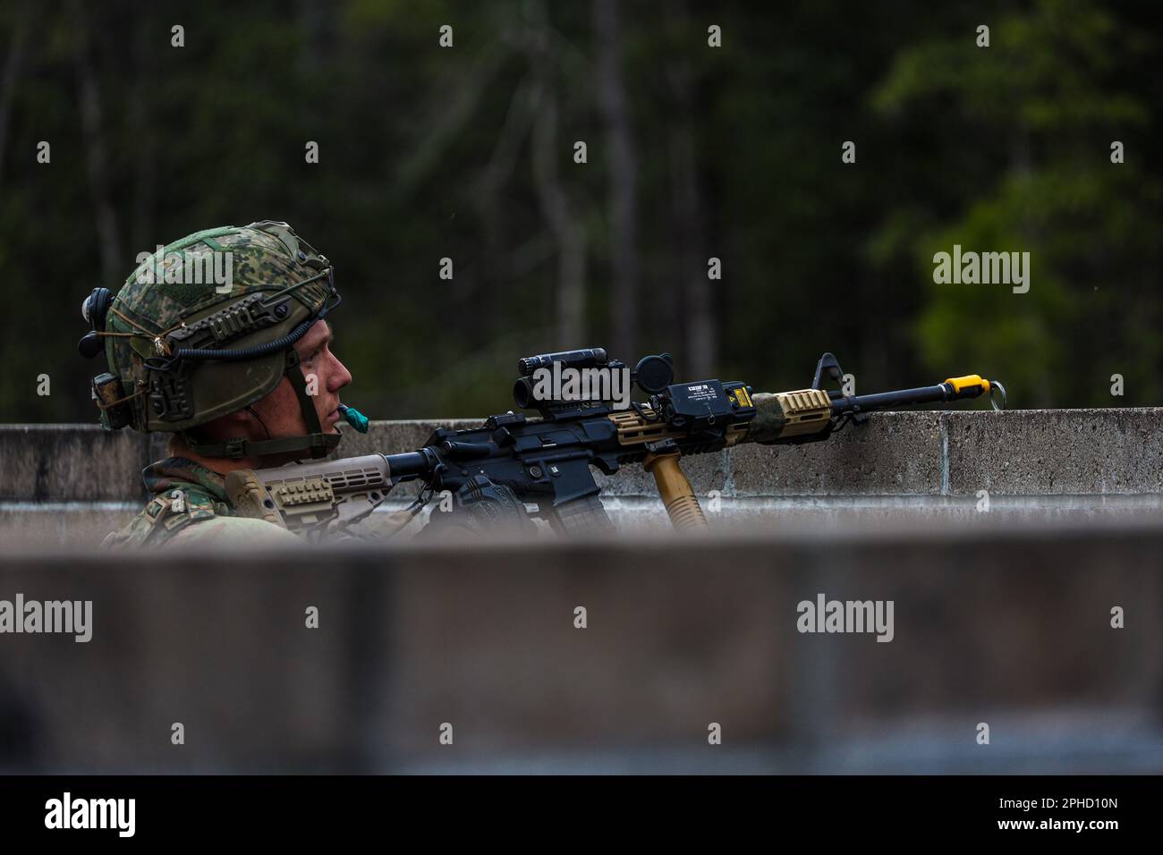 A Dutch Marine with Marine Squadron Carib, Netherlands Marine Corps ...