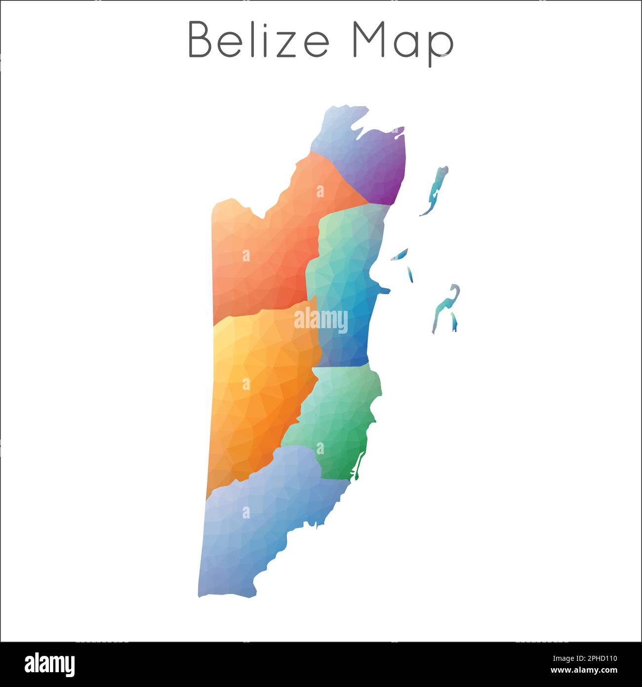 Low poly map of Belize. Belize geometric polygonal, mosaic style map ...