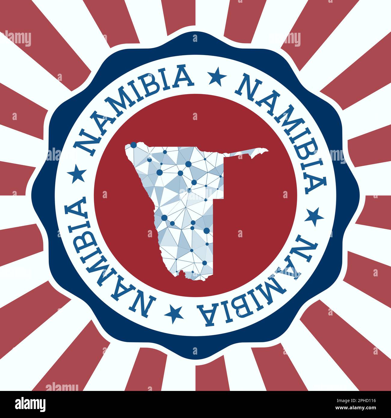 Namibia Badge. Round logo of country with triangular mesh map and ...
