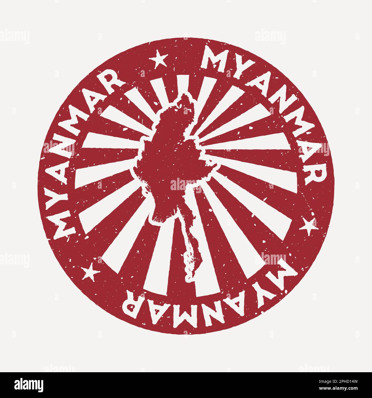 Myanmar stamp. Travel red rubber stamp with the map of the country ...
