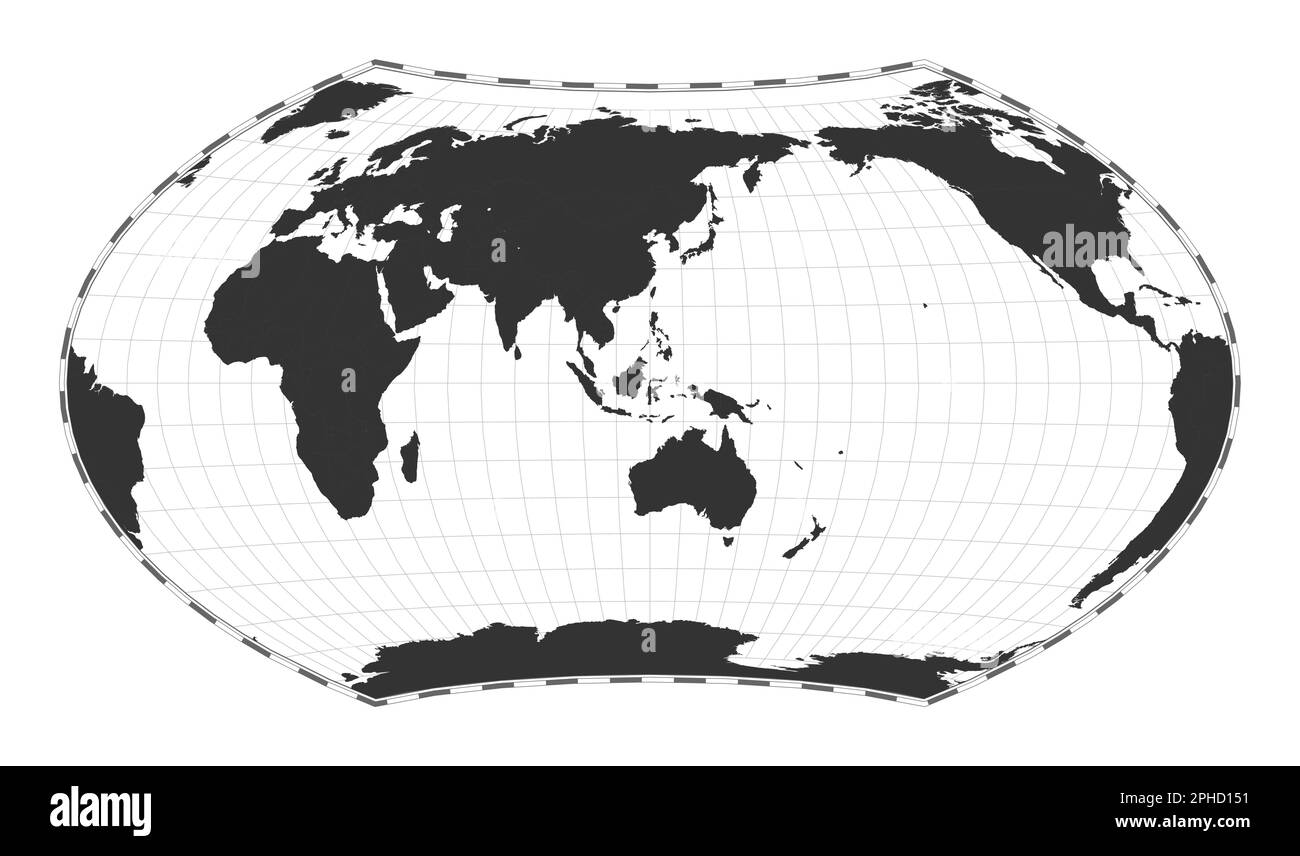 Vector world map. Wagner projection. Plain world geographical map with ...