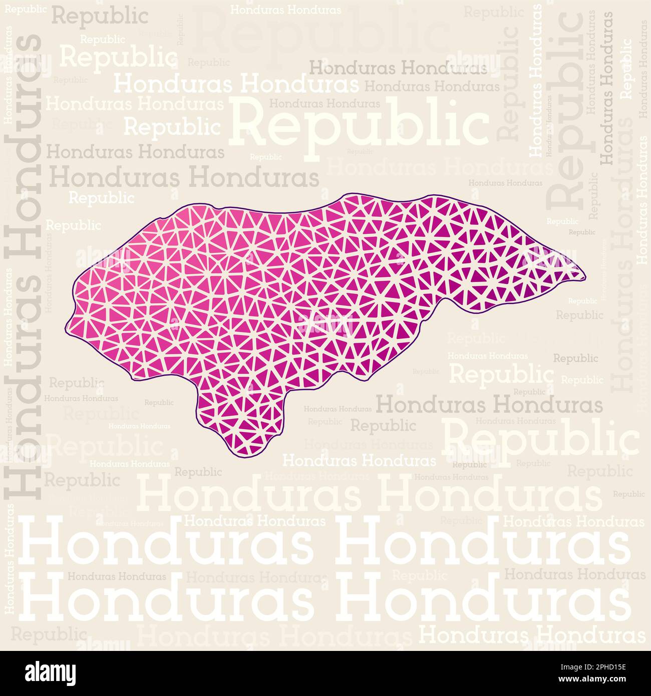 Honduras map design. Country names in different languages and map shape ...