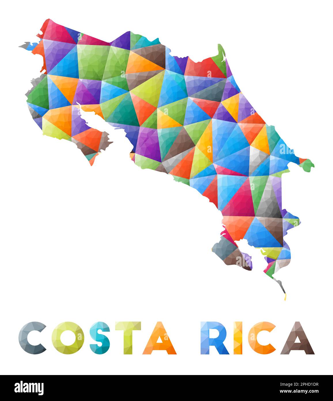 Costa Rica - colorful low poly country shape. Multicolor geometric ...