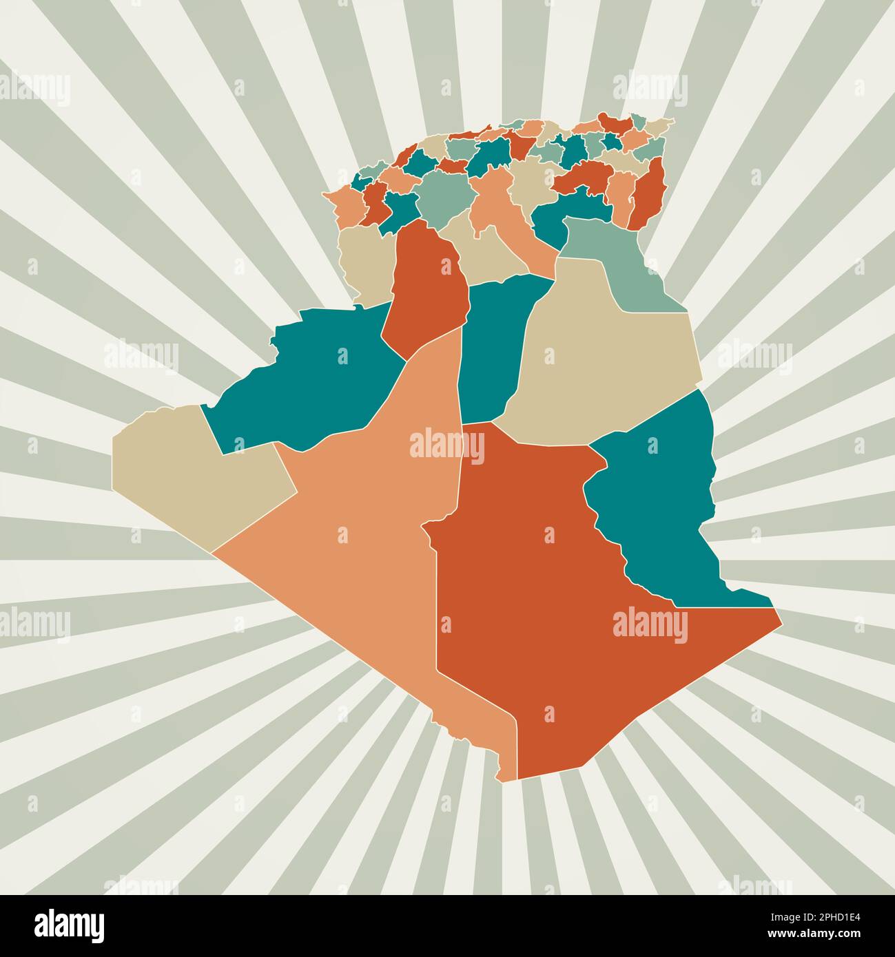 Algeria map. Poster with map of the country in retro color palette ...