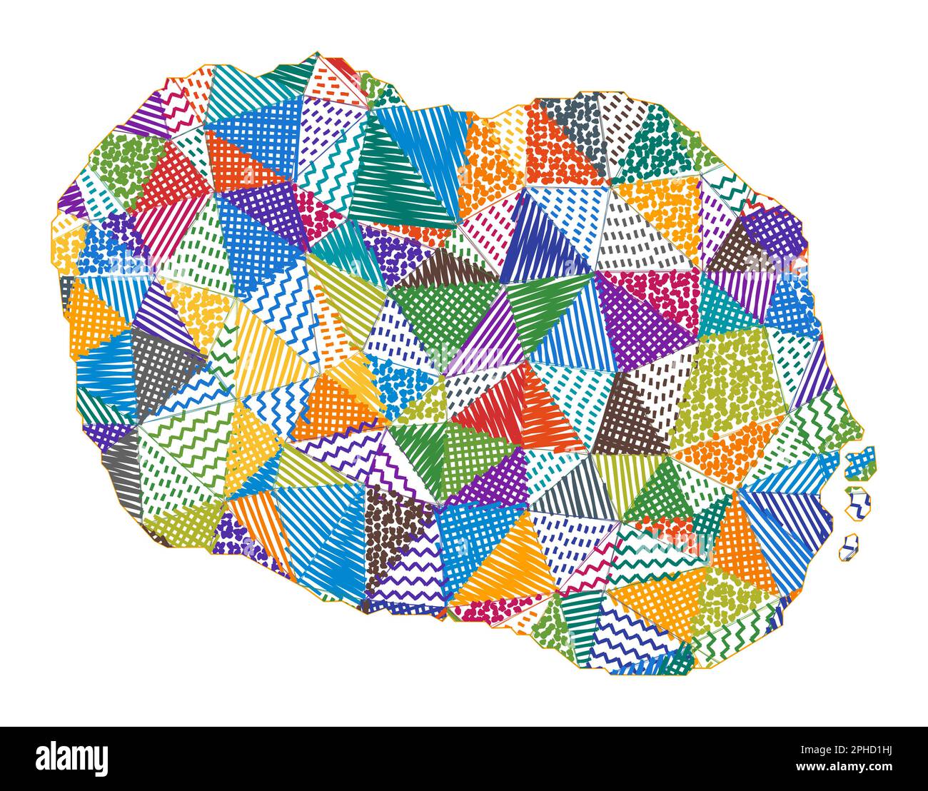 Kid style map of Rarotonga. Hand drawn polygons in the shape of ...