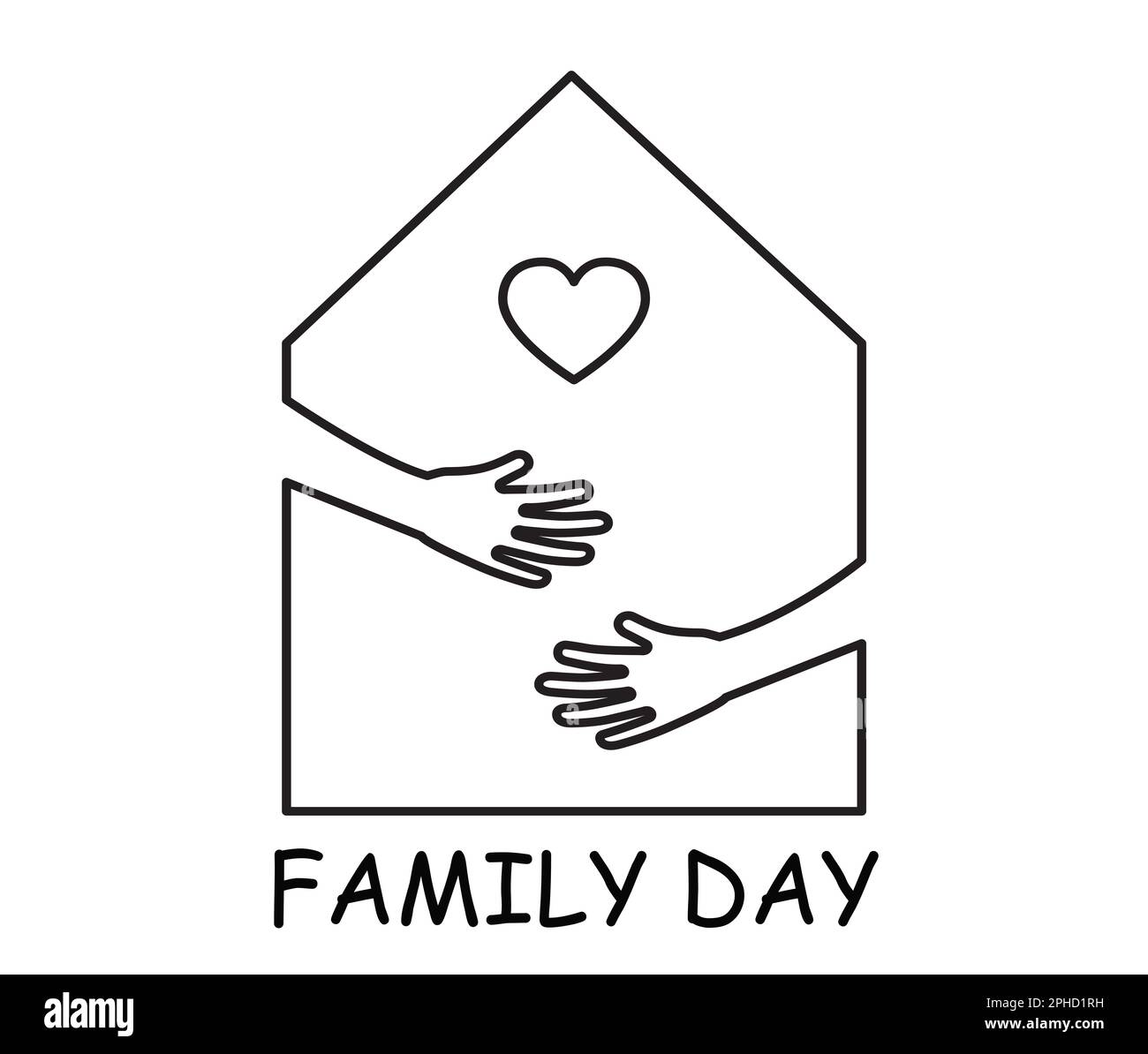 Happy Family Day. Illustration of house, hands and heart on white ...