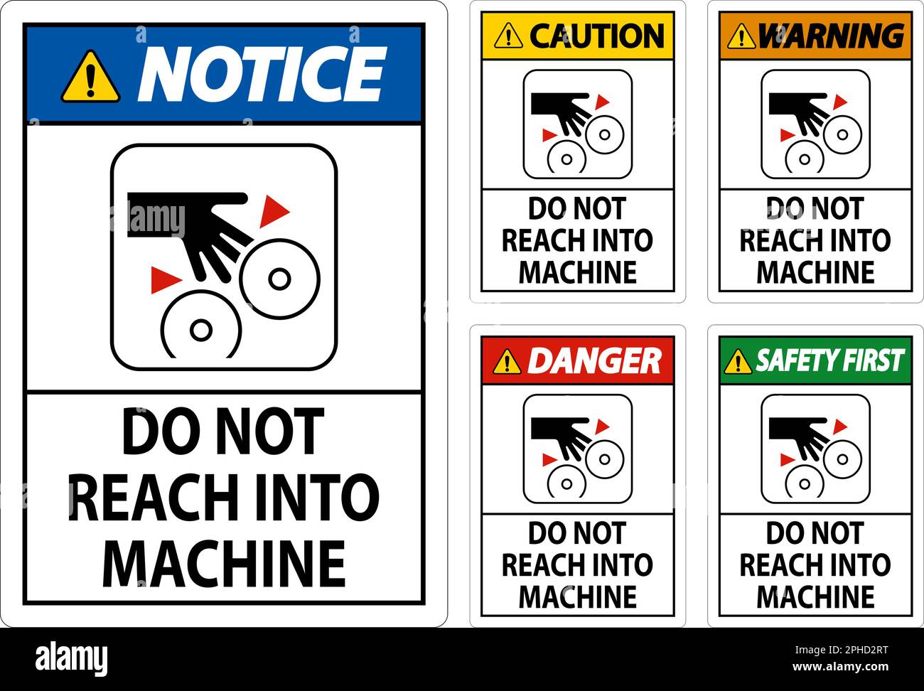 Danger Sign Do Not Reach Into Machine Stock Vector Image & Art - Alamy