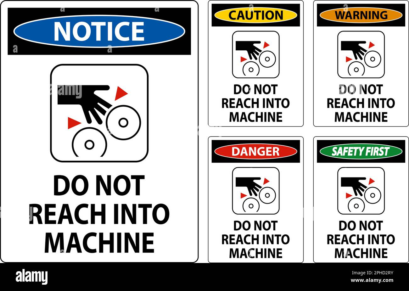 Danger Sign Do Not Reach Into Machine Stock Vector Image & Art - Alamy