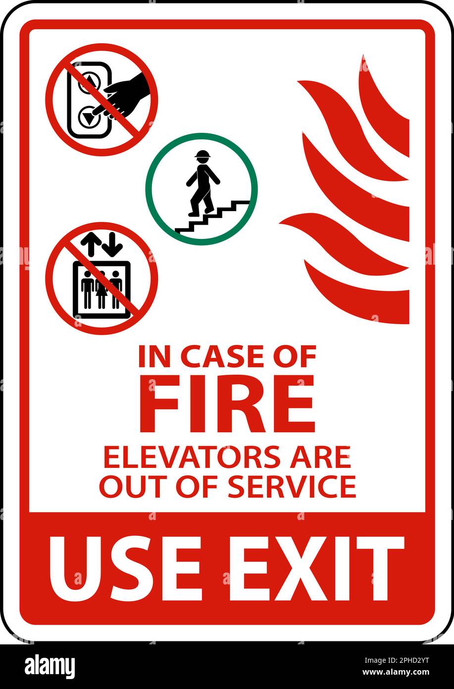 Fire Symbol Do Not Use Elevators, Use Stairs Symbols Stock Vector Image ...